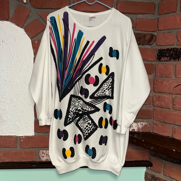 Plumo | Sweaters | Vintage Plumo Abstract Blackmulticolored White Tunic ...
